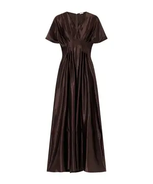 JOSEPH Nova Gathered Linen And Silk-blend Maxi Dress