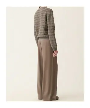 Fabiana Filippi Platinum And Mohair Sweater With Sequined Stripes