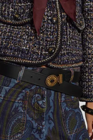 Etro Wide Waist Belt With Embellished Buckle