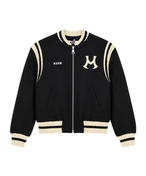 MSGM Logo-detailed Bomber Jacket - Black