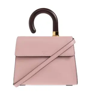 Moschino Curved-handle Leather Tote Bag - Pink