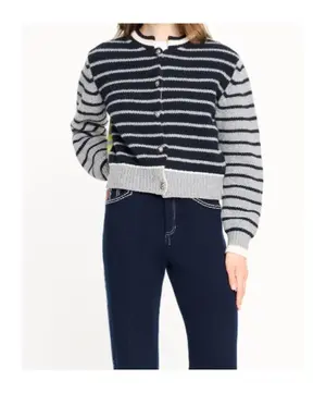 BARRIE Striped Chunky-knit Cardigan