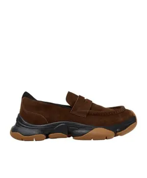 Camper Suede Round Toe Loafers With Penny Strap