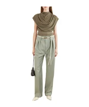 KALLMEYER Aiden Pleated Grain De Poudre Straight-leg Pants