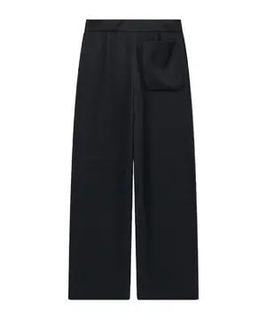 Giorgio Armani Silk Satin Palazzo Trousers With Rhinestone Trim - Black