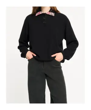 BARRIE Contrast-collar Cashmere Sweater