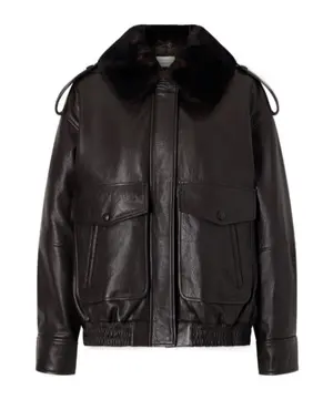 Loulou De Saison Russo Shearling-collar Leather Bomber Jacket