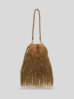 Etro Small Suede Kalispera Bag With Bead Fringes - Gold