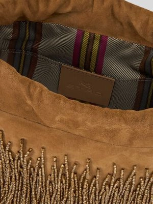 Etro Small Suede Kalispera Bag With Bead Fringes - Gold
