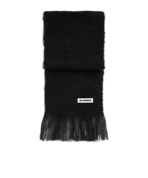 JIL SANDER Slim Wool Blend Scarf - Black