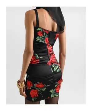 Dolce & Gabbana Dolce Gabbana Rose-printed Satin Dress - Multi-color