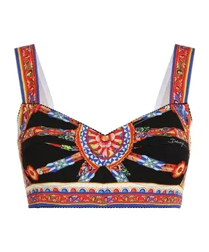 DOLCE & GABBANA Carretto-print Charmeuse Top