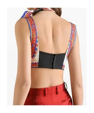 Dolce & Gabbana Carretto-print Charmeuse Top