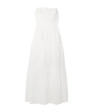 Melissa Odabash Strapless Scalloped Broderie Anglaise Cotton Midi Dress - No