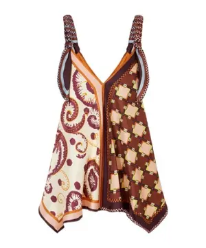 ALEMAIS Wilson Mixed-print Handkerchief-hem Top