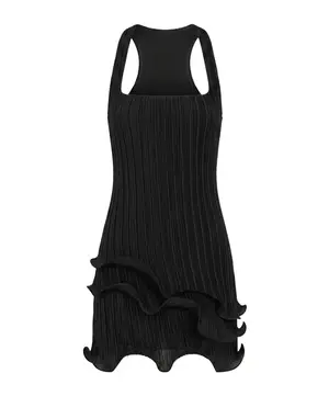 Cult Gaia Marsa Plissé-effect Ruffled Mini Dress - Black