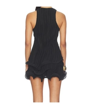 Cult Gaia Marsa Plissé-effect Ruffled Mini Dress - Black