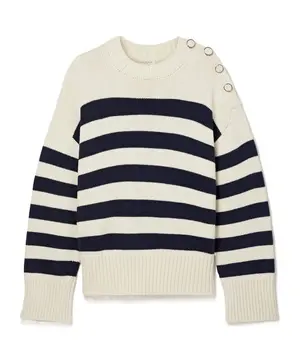 Lafayette 148 New York Striped Wool And Cotton-blend Sweater