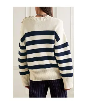 Lafayette 148 New York Striped Wool And Cotton-blend Sweater