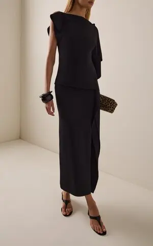 HOUSE OF DAGMAR Draped Knit Midi Skirt