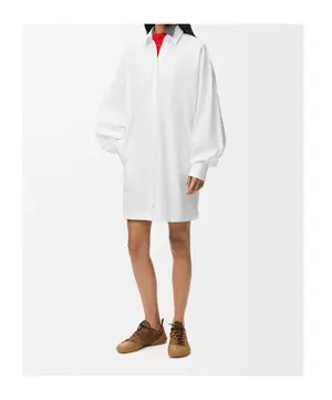 Loewe Cotton Shirt Dress With Embroidered Logo