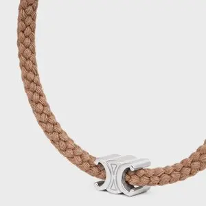 Celine Triomphe Beach Bracelet In Acrylic And Brass With Rhodium Finish