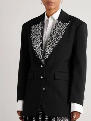 Rabanne Single Breasted Embroidered Embellished Blazer