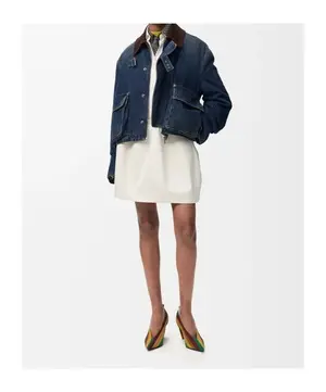Loewe Cropped Denim Parka With Corduroy Collar