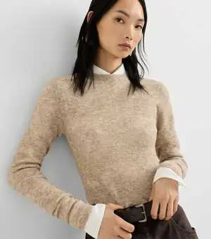 Brunello Cucinelli Silk, Alpaca, And Wool Lace Detail Sweater - Brown