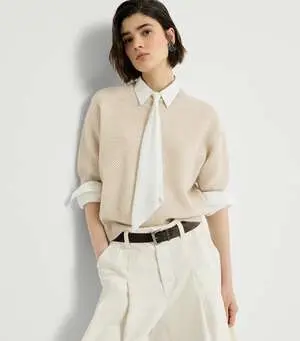 Brunello Cucinelli Sparkling Short-sleeve Sweater