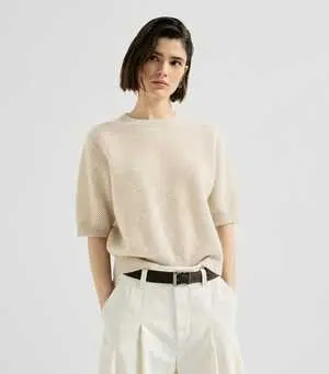 Brunello Cucinelli Sparkling Short-sleeve Sweater