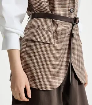 Brunello Cucinelli Wool-blend Houndstooth Sleeveless Blazer - Beige