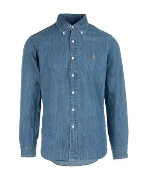Polo Ralph Lauren Logo Embroidered Denim Shirt - Blue