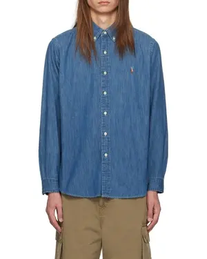 Polo Ralph Lauren Logo Embroidered Denim Shirt - Blue