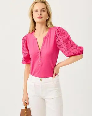 Lilly Pulitzer® Ronson Eyelet Knit Top - Pink