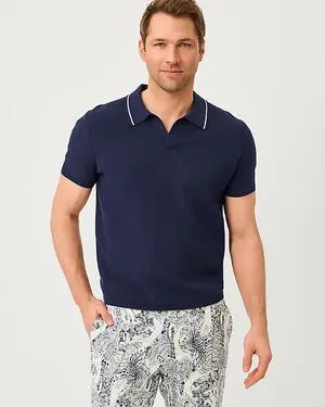 Lilly Pulitzer® Short Sleeve Polo Sweater With Contrast Tipping - Navy
