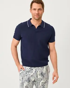 Lilly Pulitzer® Short Sleeve Polo Sweater With Contrast Tipping - True Navy