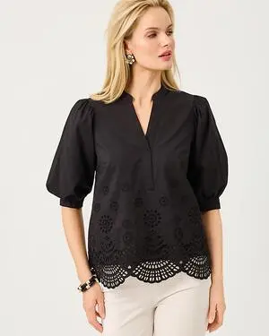 Lilly Pulitzer® Mialeigh Puff Sleeve Blouse - Noir