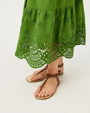 Lilly Pulitzer® Kroix Embellished Leather Sandals - Brown