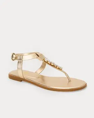 Lilly Pulitzer® Kroix Embellished Leather Sandals - Gold