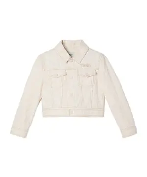 Fendi Ff Logo-jacquard Denim Jacket - White
