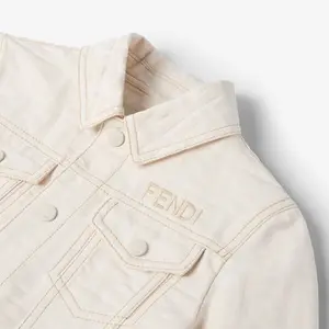 Fendi Ff Logo-jacquard Denim Jacket - White