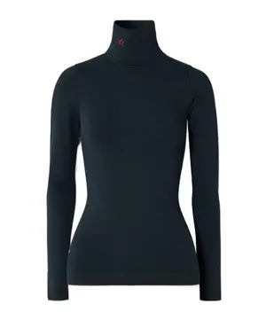 Perfect Moment Ribbed Modal Blend Turtleneck Thermal Top - Black