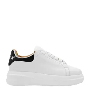 Philipp Plein Round Toe Lace-up Low Top Sneakers With Thick Sole And Leather Heel