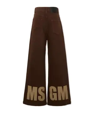 MSGM Logo Print Wide-leg Jeans