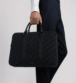 Dior Monogrammed Briefcase With Adjustable Strap
