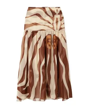Johanna Ortiz Gathered Printed Recycled-chiffon Maxi Skirt