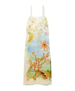 ALEMAIS Embellished Printed Hemp And Silk-blend Midi Dress