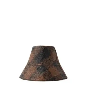 Johanna Ortiz Checked Straw Bucket Hat - No