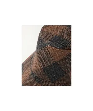 Johanna Ortiz Checked Straw Bucket Hat